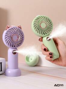 AOYI 1pc Rechargeable Misting Fan With 3-Speed Adjustment, Cartoon ...
