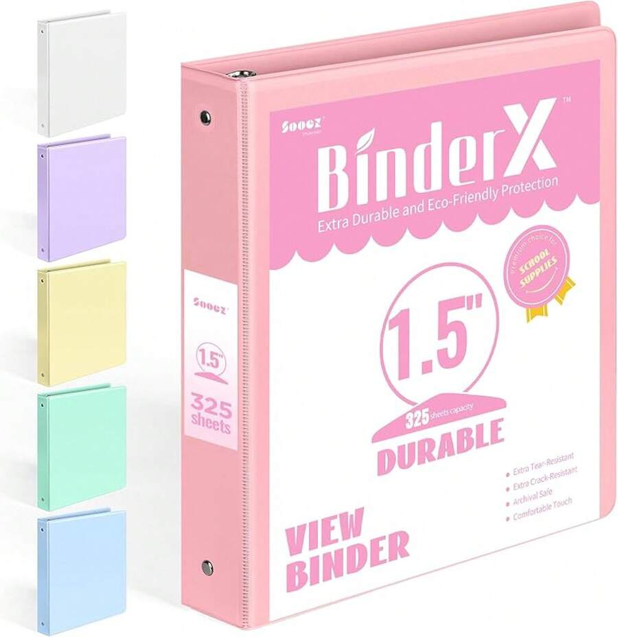 BinderX Durable 3 Ring Binder, Round Rings 1 Inch Binder, Fits 175 ...