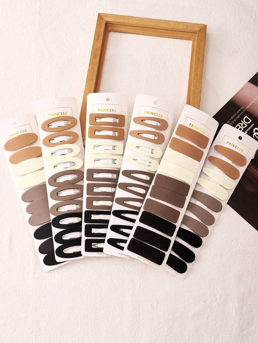 10pcs Minimalist Matte Rectangular Water Drop Shape Clips, Versatile ...