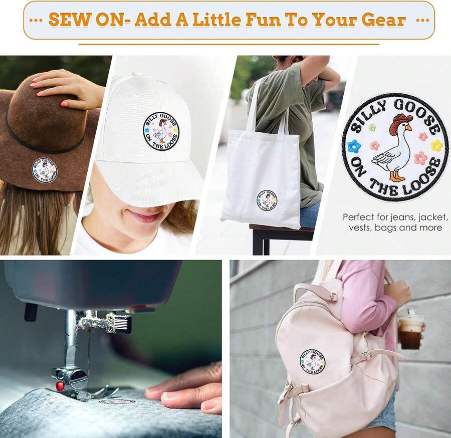 Funny Goose On The Loose Patch, Embroidered Meme Iron On Patches, Cute ...