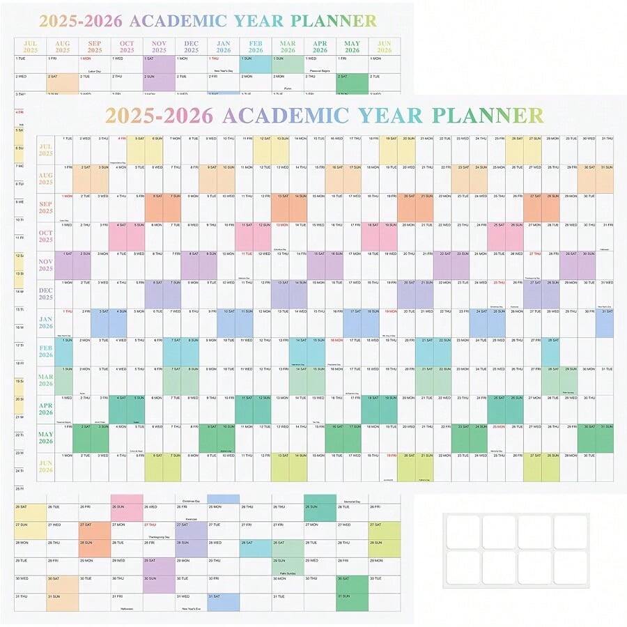 24" X 36" Exellewis 2025-2026 Academic Wall Calendar, July 2025 To June ...