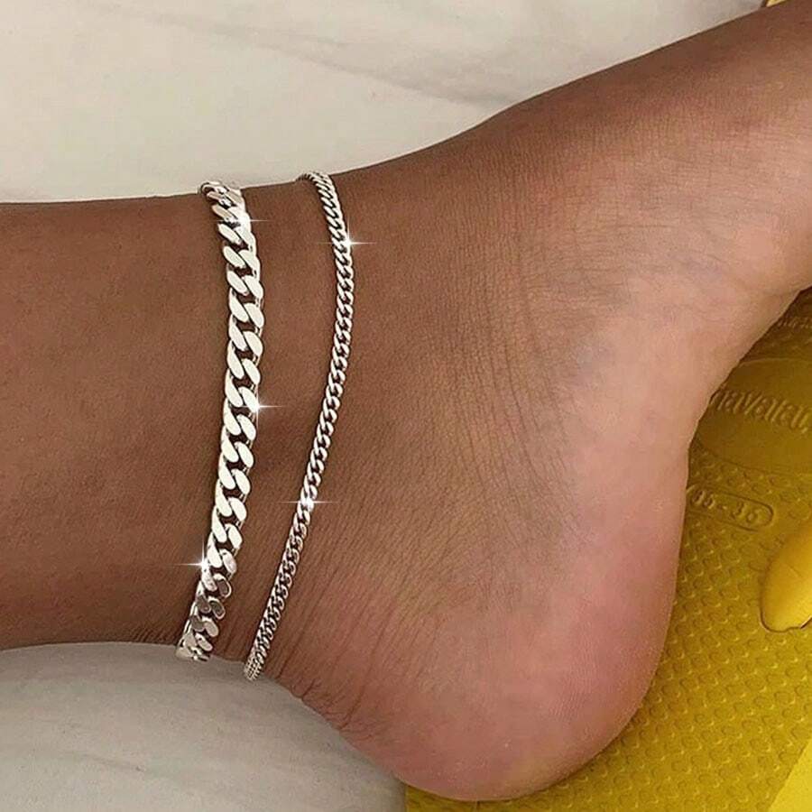 1pc Unique Metal Anklet, Multi-Layer Design, Minimalist Thick & Thin ...