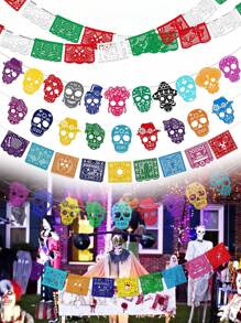 Tag der Toten Filzbanner, mexikanische bunte Partyflagge, hängender ...