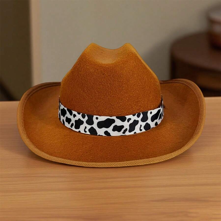 Western Cowgirl Hat For Kids Girl Boy Wide Brim Felt Vintage Fedora Cap ...