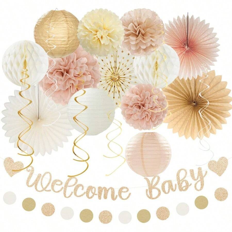 LChampagneGold Fall Boho Baby Shower PartyDecorations 21pcs Girls ...