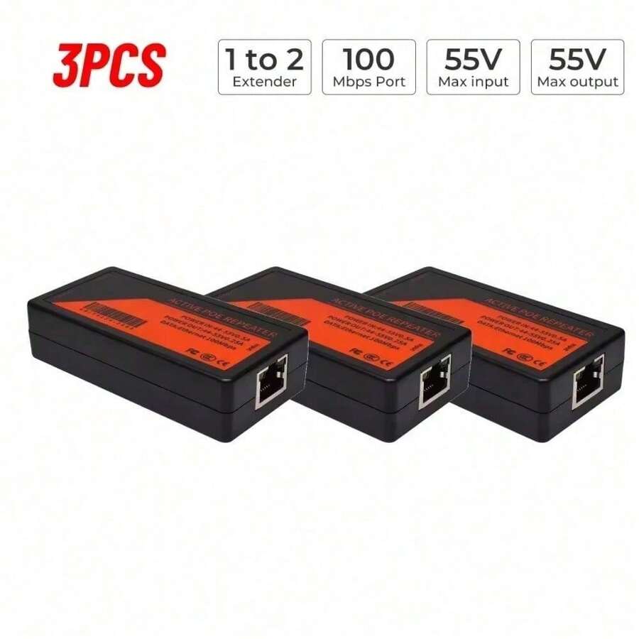 PEGATAH 1 à 2 ports Prolongateur PoE 100 Mbps Prolongateur PoE pour port IP, extension max. 100 ...