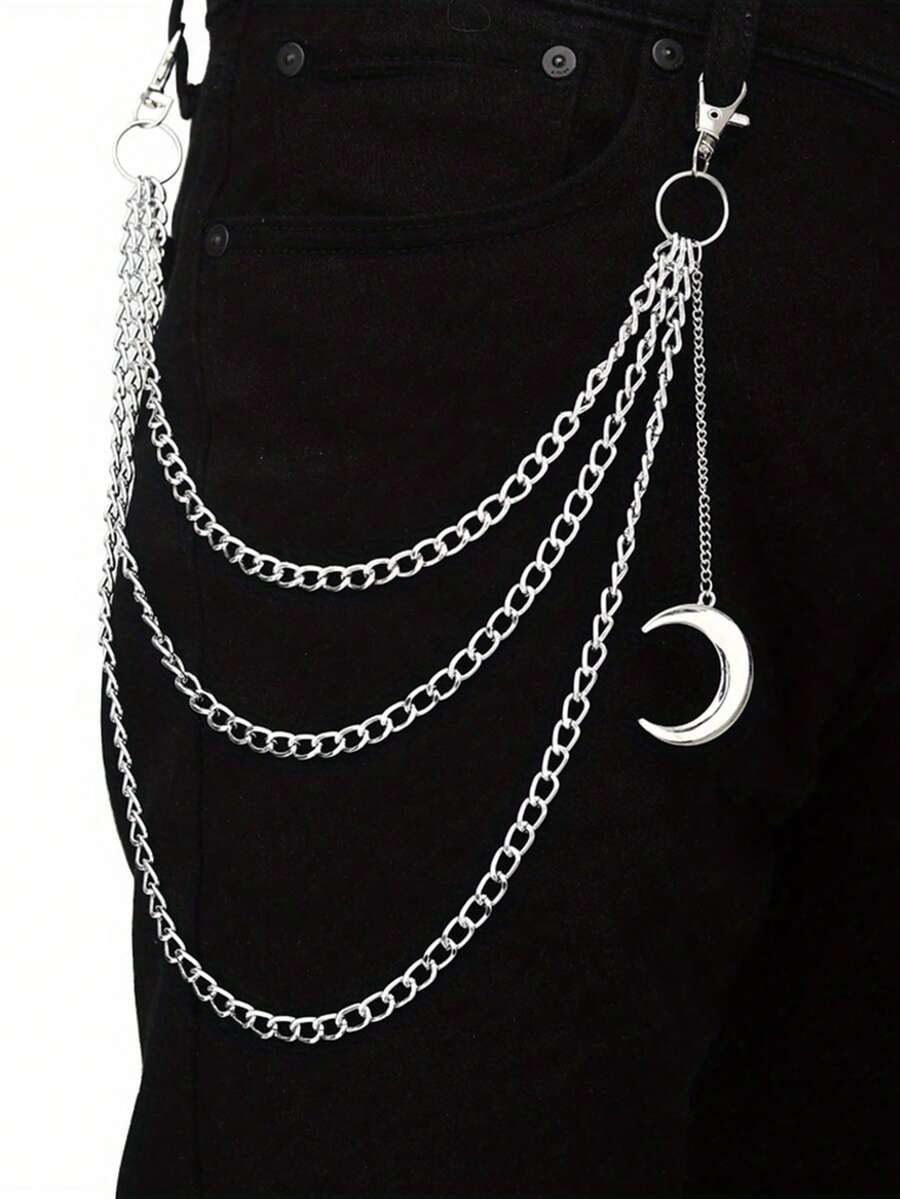 1pc Moon Pendant Jeans Pants Chain Punk Chains For Men Harajuku Goth ...