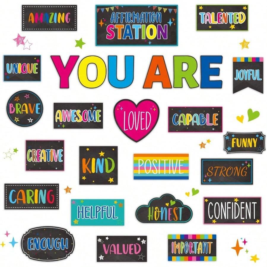 Classroom Affirmation Station Bulletin Board Set Motivational Bulletin ...