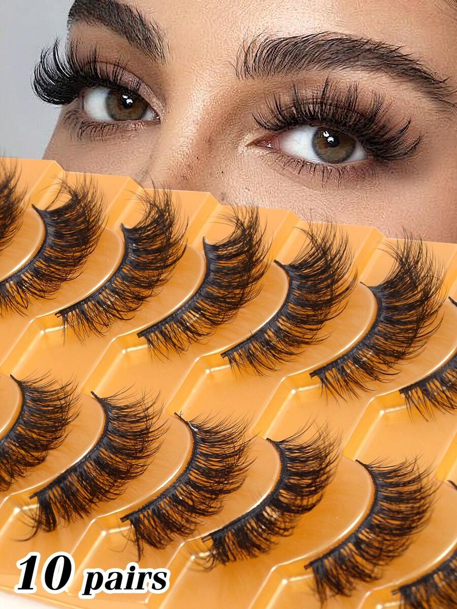 10 Pairs Dramatic Volume Lashes - Extra Long 3D Faux Mink With Enlarged ...