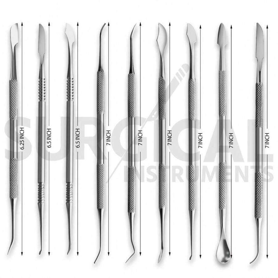 A Set Of 9 Metal Scrapers, Used For Dental Wax Carving. Precision Tip ...