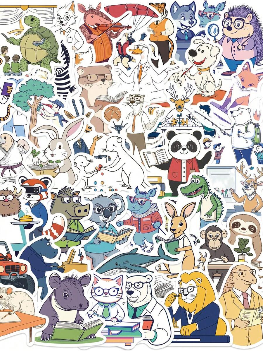 50pcs Cute Animal Stickers Kawaii Aesthetic Stickers Animal Party ...