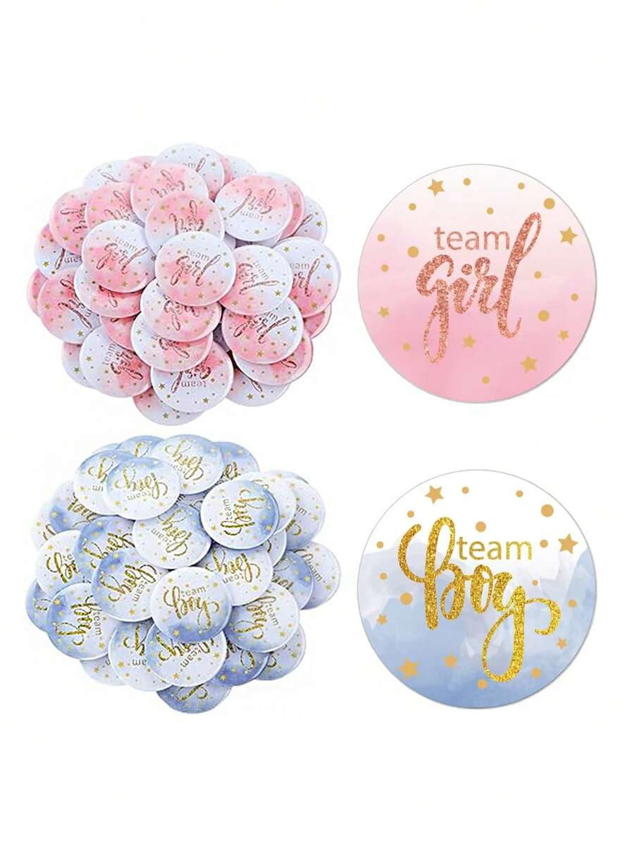 30pcs Gender Reveal Button Team Boy Girl Button Pins For Baby Shower ...