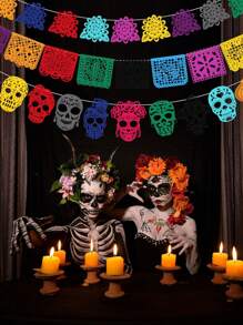 Tag der Toten Filzbanner, mexikanische bunte Partyflagge, hängender ...