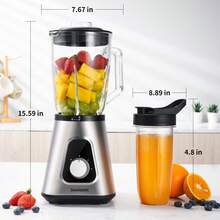 SHARDOR Countertop Blender, Maximum Power 1200W, 52oz Glass Jar, 22oz ...