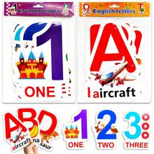 2 Pieces Set Combo English Common Numbers Alphabet Picture Memory Cards ...