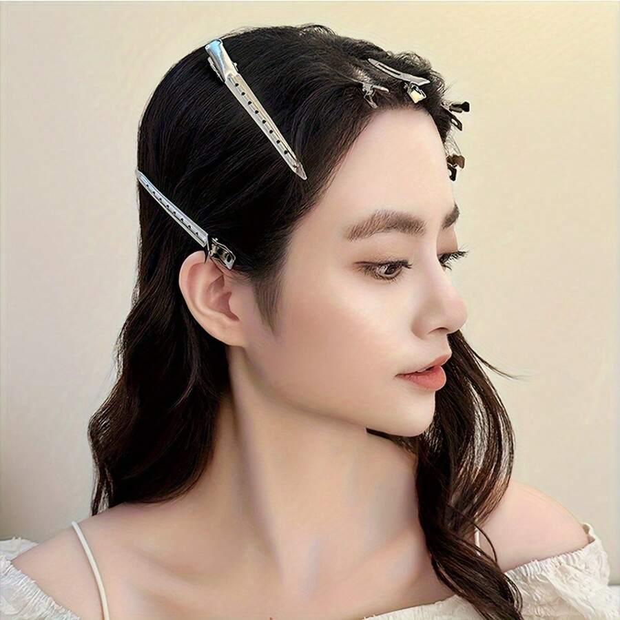 12Pcs Metal Duck Billed Hair Clips For Women Styling Sectioning, Silver ...