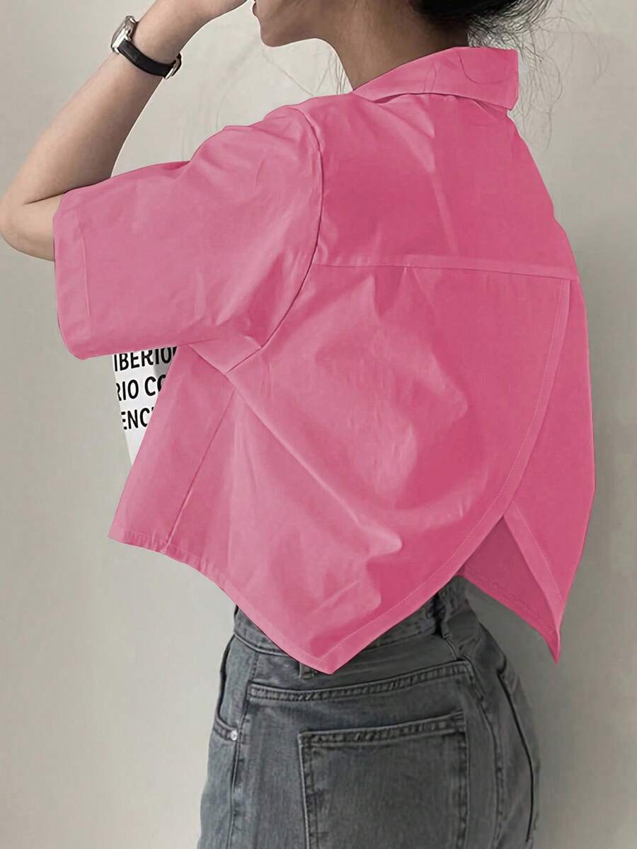 Women's Casual Asymmetric Cross Button Shirt | SHEIN USA