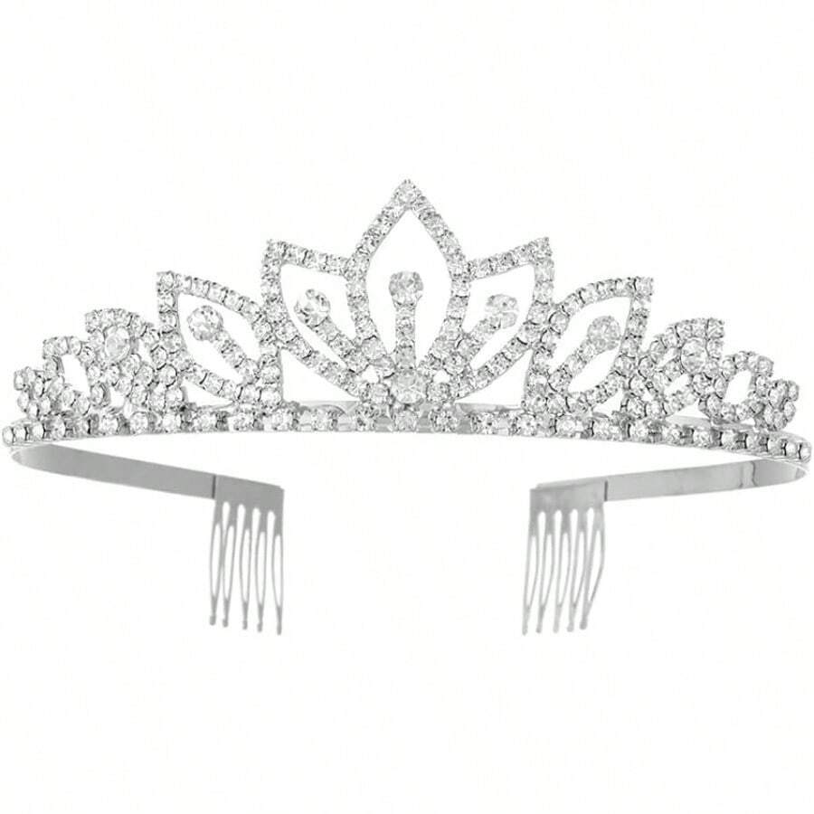 LPrinc Crystal Crown Strap Comb Lady Crown Girl Cosplay Birthday Party ...