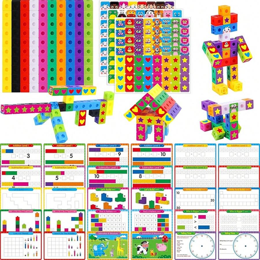 SpriteGru Math Linking Cubes, Math Cubes Manipulatives With Activity ...
