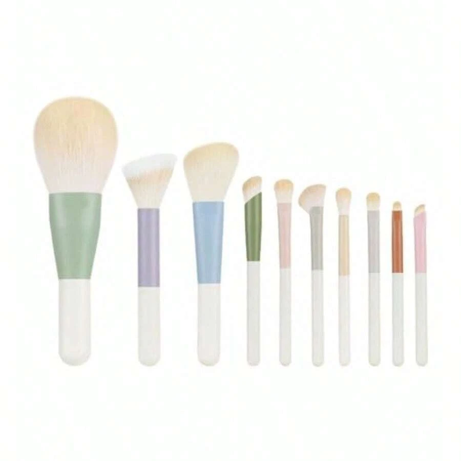 Cute Morandi Color ON THE GO Makeup Brush Set 10pcs Easytaken Mini Full ...