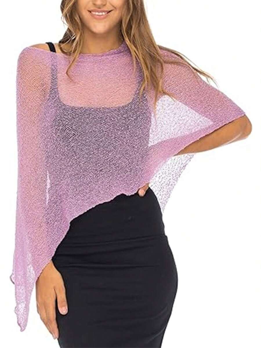Womens Sheer Poncho Shrug Bolero, Lightweight Summer Shrug Pullover ...