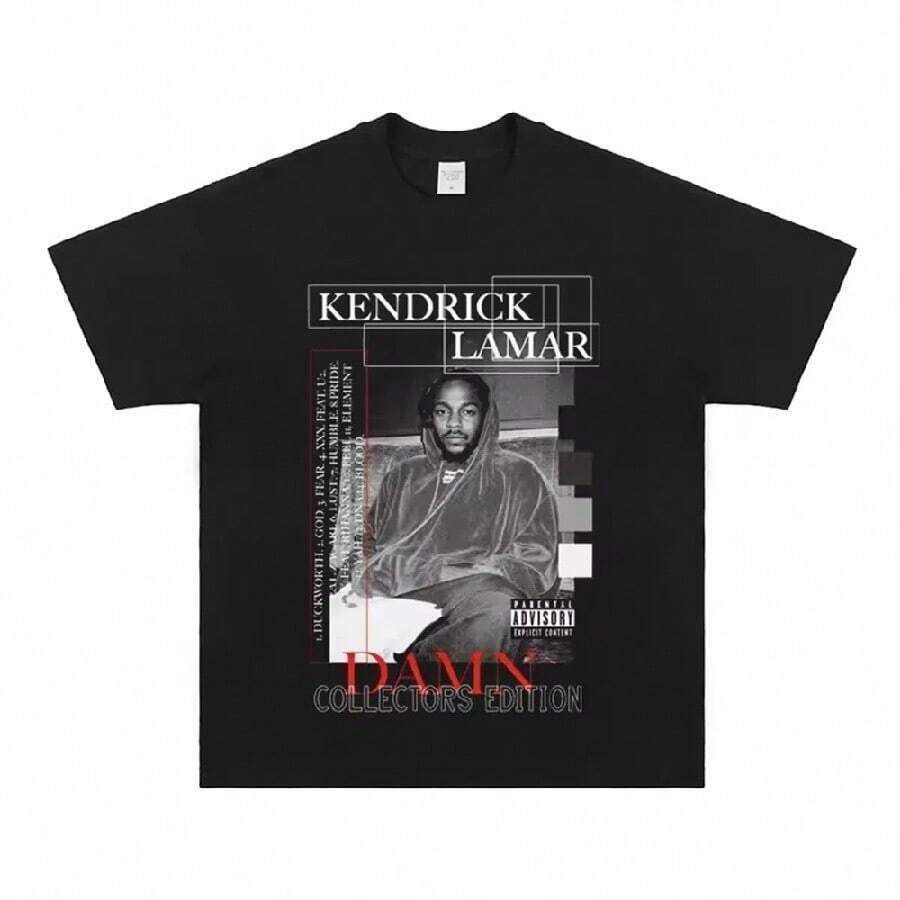 Kendrick Lamar Singer Band T Shirt Men Women Hip Hop Rapper Tee Short ...