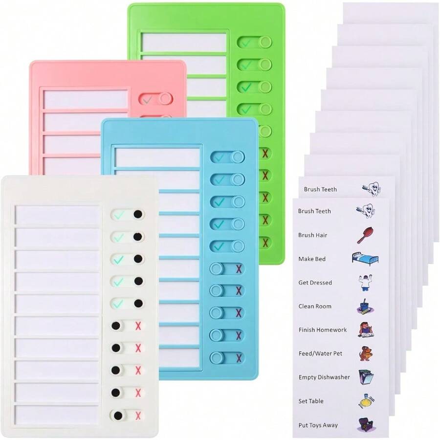 Aleric 4 Pieces Chores Chart For Kids Chore Chart, Sliding Routine ...