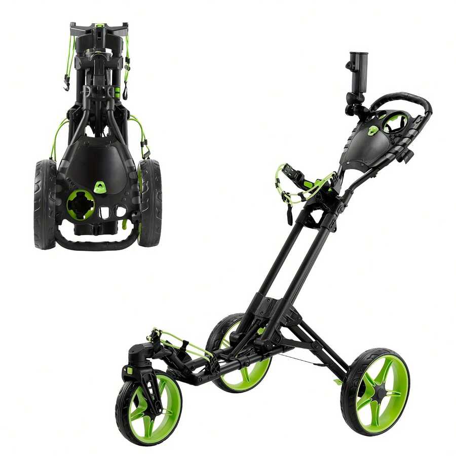 3 Wheel Golf Push Cart - 360 ° Rotating Front Wheel, Lightweight ...