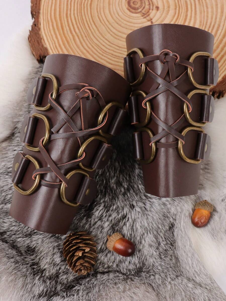 1pc/2pcs Leather Gauntlet Wristband Viking Leather Arm Guard Medieval ...