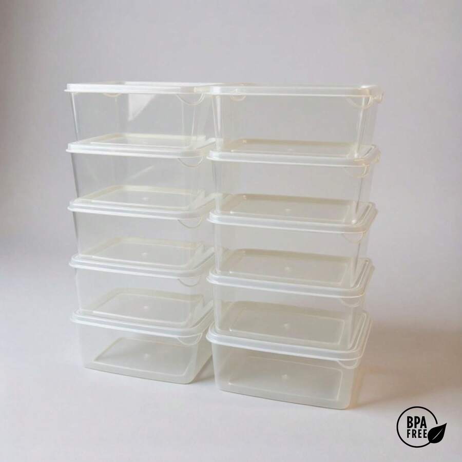 Kit 10 Rectangular Jars 1 Liter TRANSPARENT Fitness Lunch Box | Mode de ...