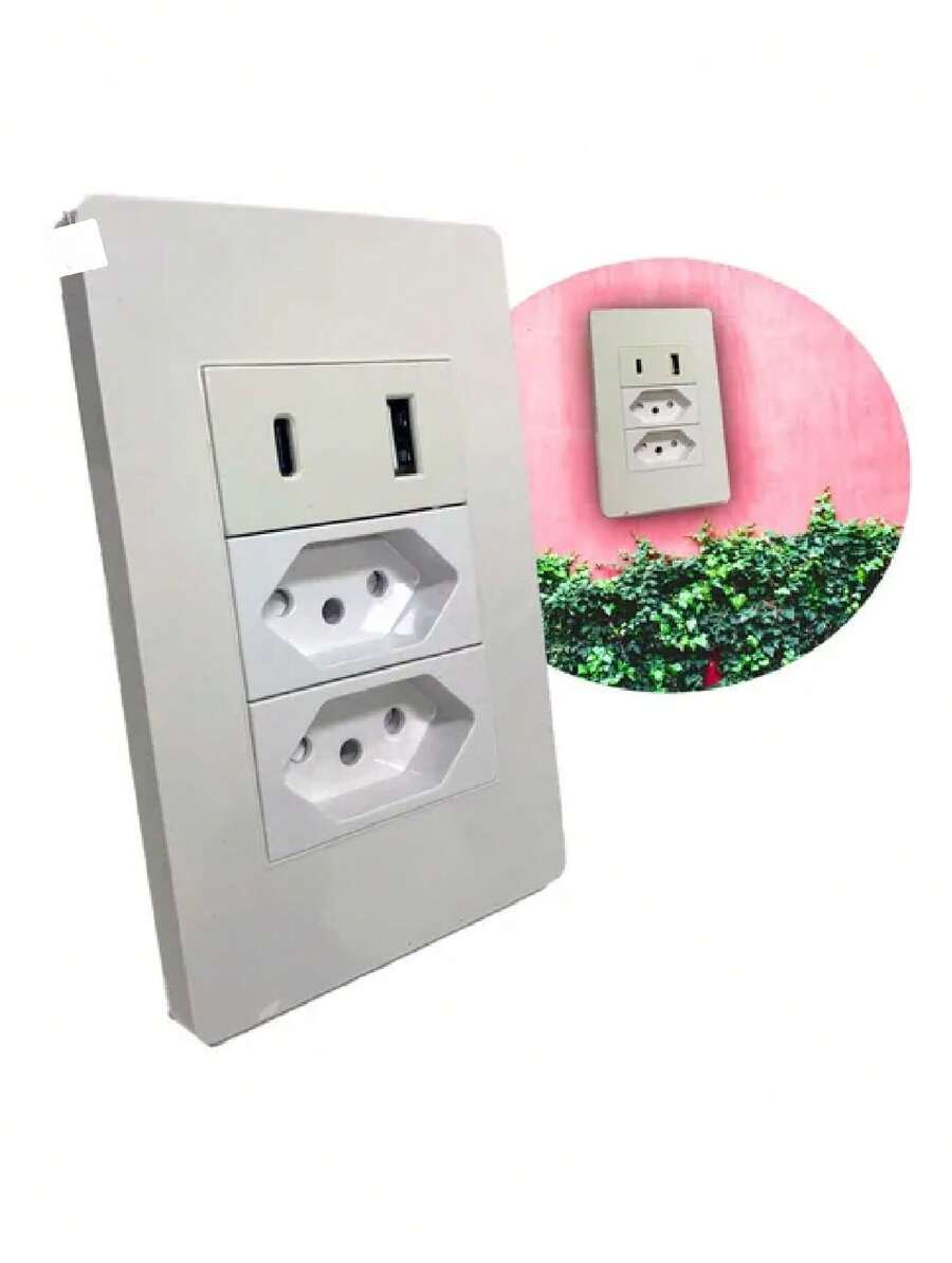 Tomada Bivolt 110v-220v Dupla Com Entrada Usb E Tipo-c Duo | SHEIN Brasil