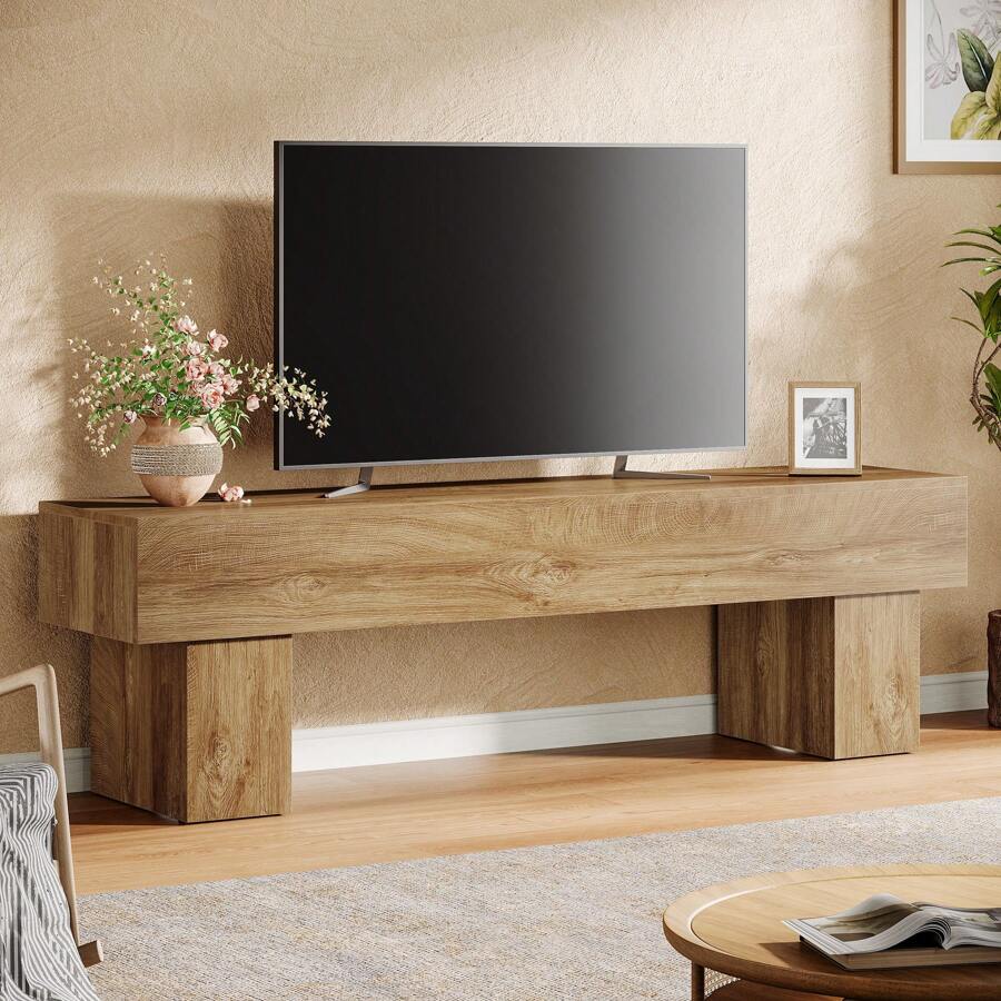 Tribesigns TV Stand For 55/60/65 Inches TV, 63" Farmhouse Entertainment ...