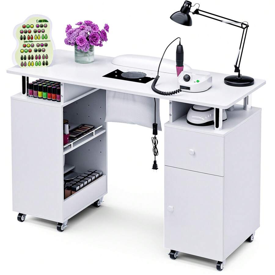 Advwin Manicure Table Nail Desk For Nail Tech With Dust Collector ...