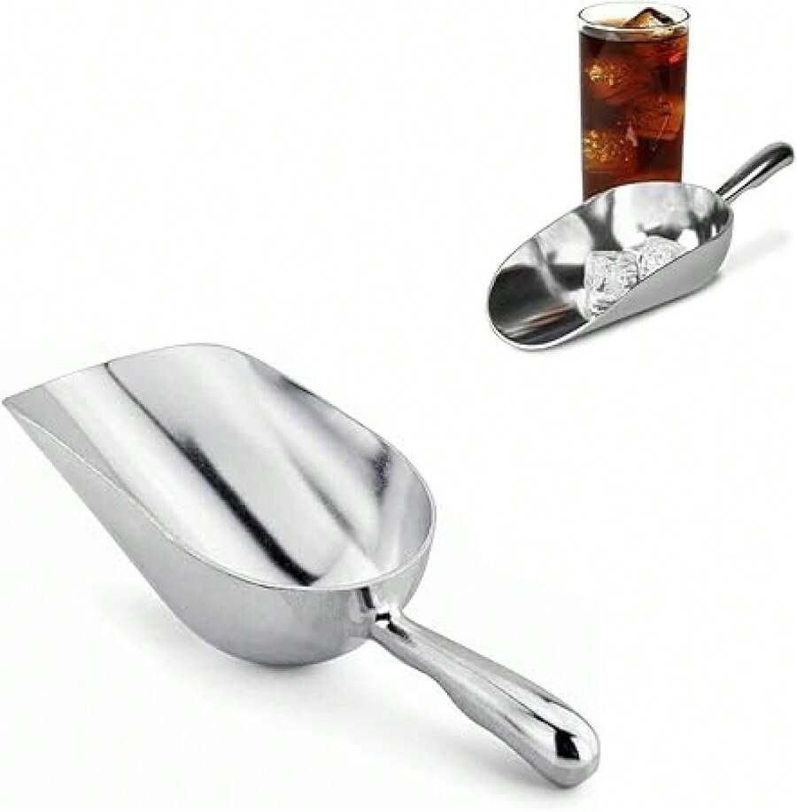 One-Piece Cast Aluminum Round Bottom Bar Ice Flour Utility Scoop, Ice ...