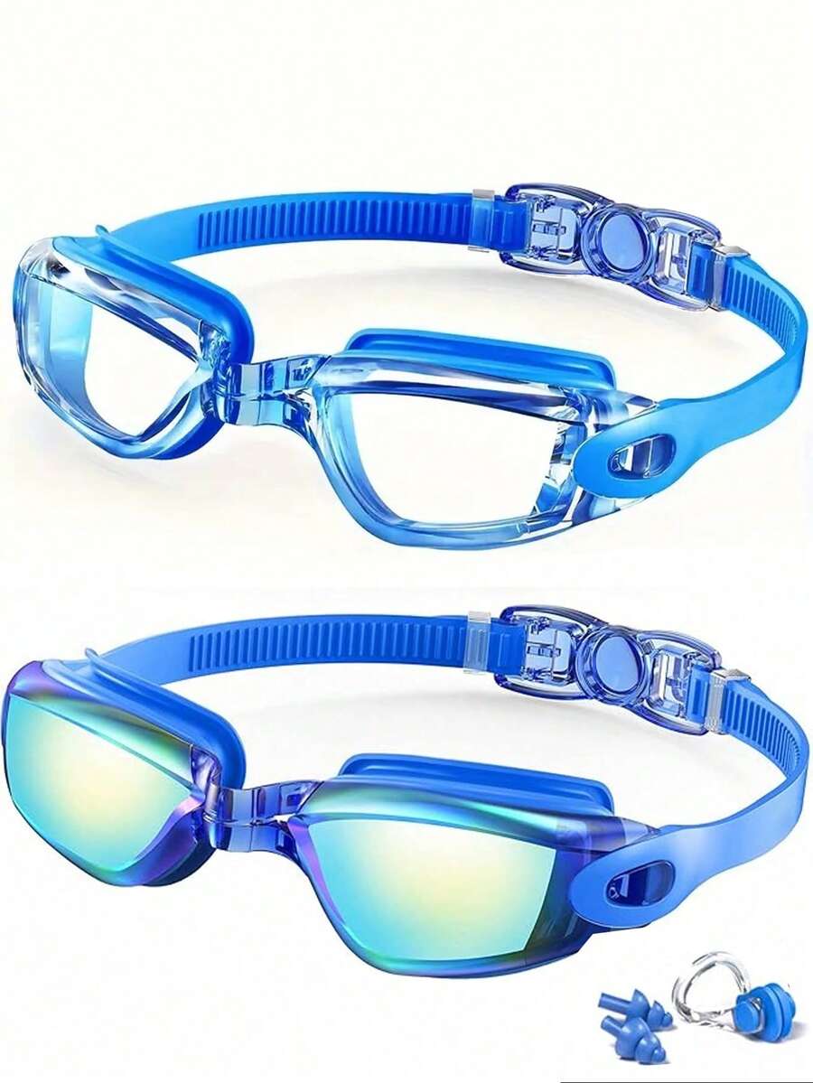 Swimming Goggles, Free Nose Clip And Earplugs, Leak-Proof Swimming ...