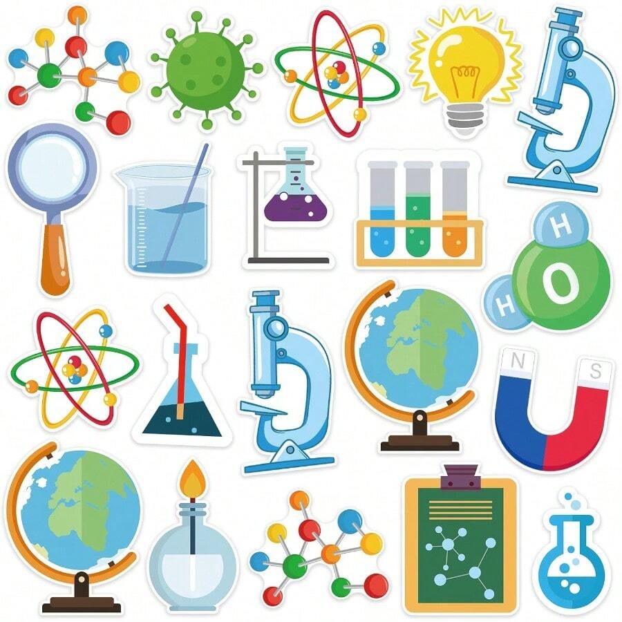SHUS0087-48Pcs Science Cutouts Science Bulletin Board Drations Science ...