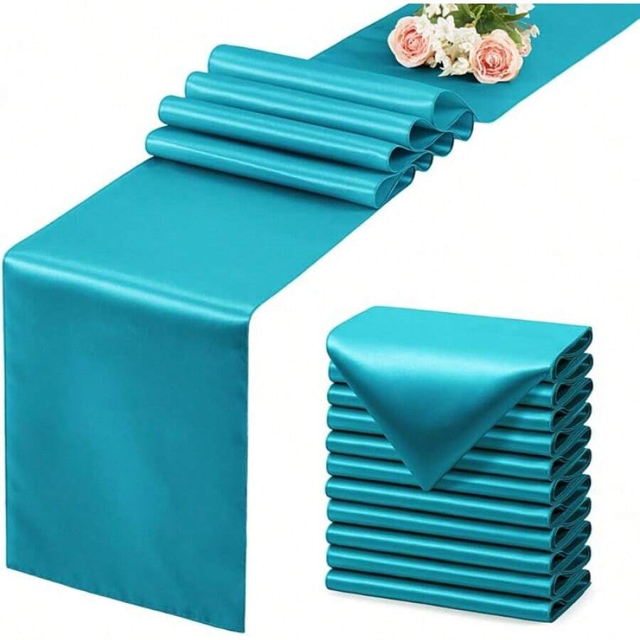 12 Pack Light Pink Table Runner 12x108 Inches Long, Satin Silk-Like ...