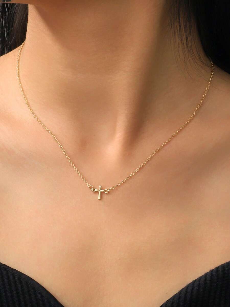1pc Elegant Cross Shaped Necklace Pendant, Suitable For Women's Daily ...