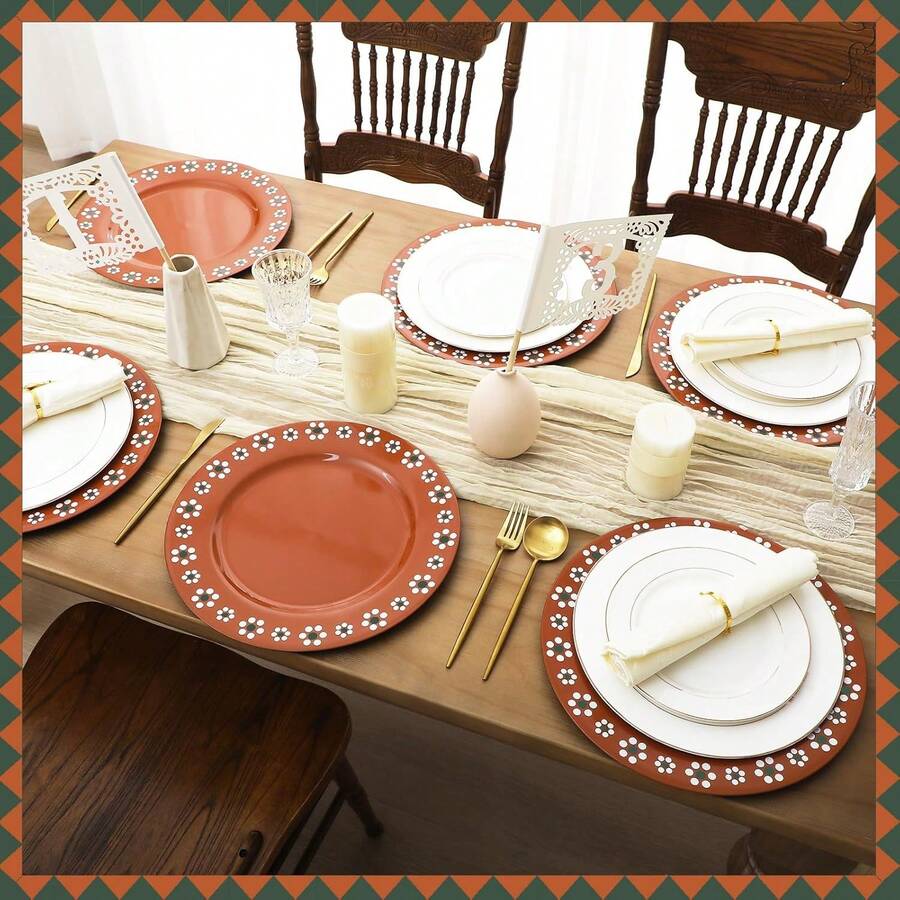 10 Pcs 13 Inch Mexican Floral Plastic Plates For Barro Theme Party ...