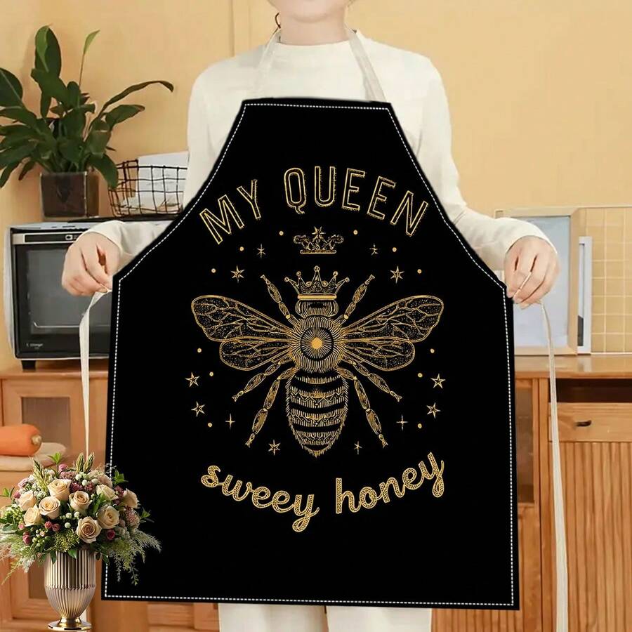 1pc 2D Flat Printed Queen Bee Apron Linen Apron For Home Cooking ...