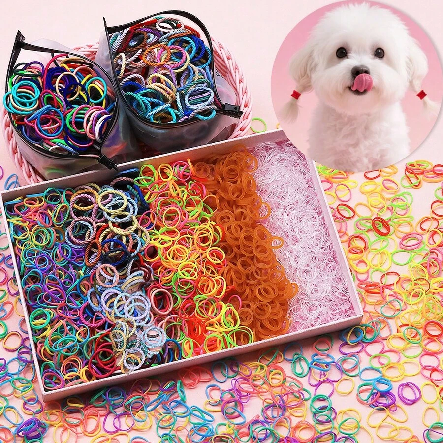 1200pcs/ Dog Rubber Bands, Highly Elastic And Durable, Cute, In Various ...