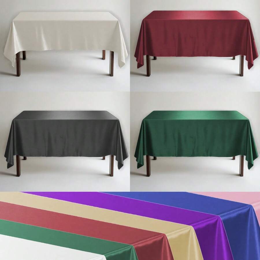 1pc Multi-Color & Multi-Size Satin Tablecloth, Satin Table Decor Cloth ...