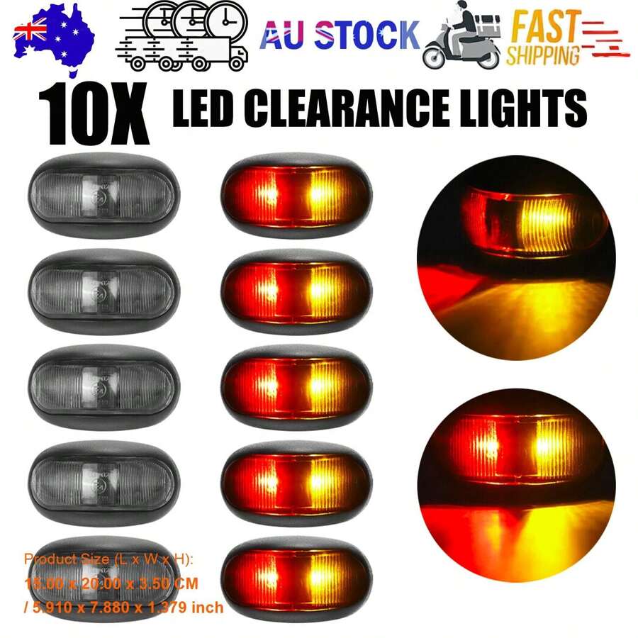 10X Amber Red LED Side Marker Lights For Truck Trailer Caravan 12-24V ...