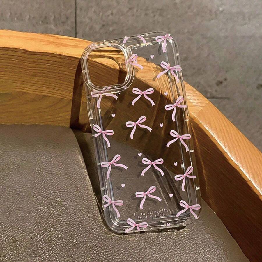 1pc Fashionable Minimalist Bowknot & Heart Pattern Transparent Soft ...
