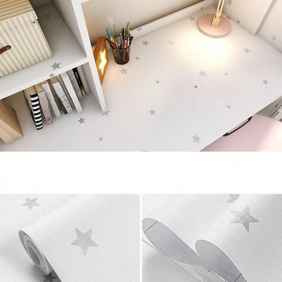 1 Roll Of Star Pattern Contact Sticky Wallpaper, Desk Desktop Stickers ...