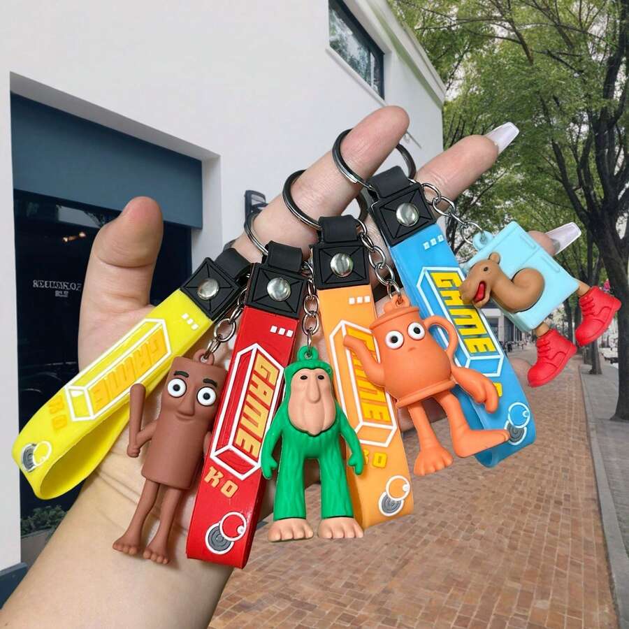 1pc Classic Mythical Beast Keychain, Creative Wooden Man Pendant ...