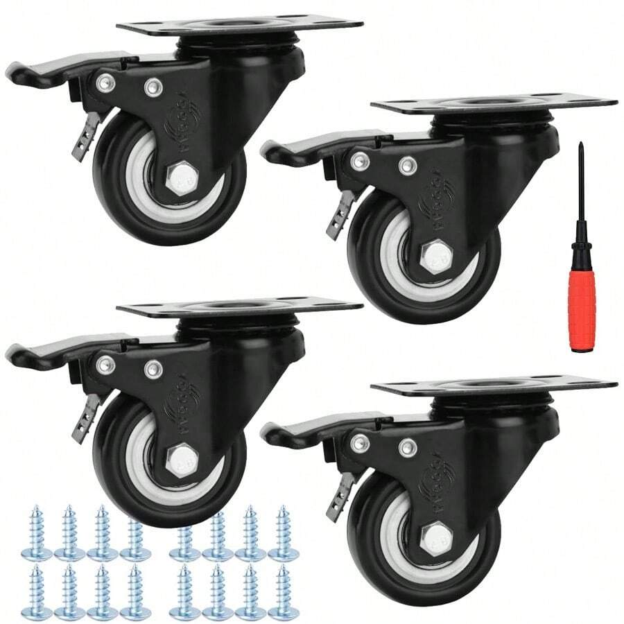 2 Inch Caster Wheels Heavy Duty Casters Set Of 4 Locking Swivel Casters ...