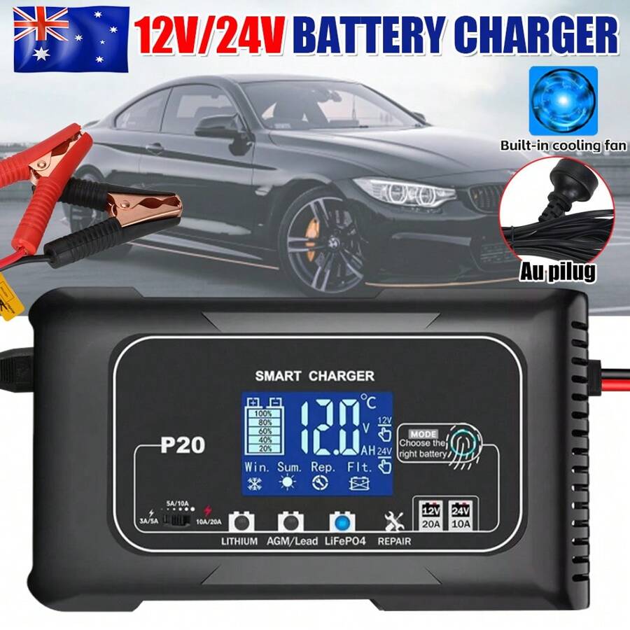 12V Battery Charger 24V Car Smart For Lead Acid LiFePo4 AGM GEL/20 Amp Repair | SHEIN Schweiz