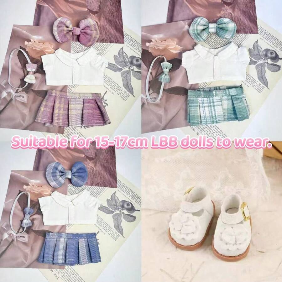 15-17cm Labubu Doll Clothes Set, Includes Bowknot & Skirt Outfit, For ...