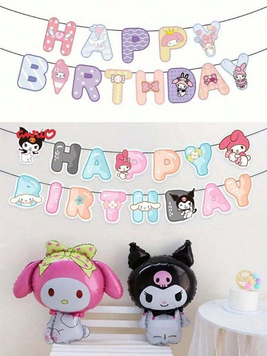 Sanrio Pancarta de feliz cumpleaños de SANRIO, guirnalda de fiesta de ...
